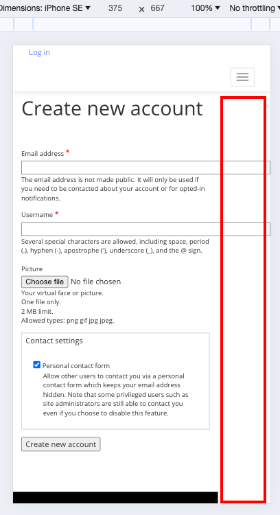 On mobile view, Input box going out in User register page and password reset page. [#3419377 ...